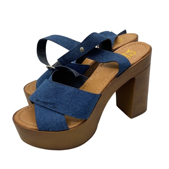 Yoki | Shoes | Yoki Louise Denim Faux Wood Platform Chucky Heel Y2k ...